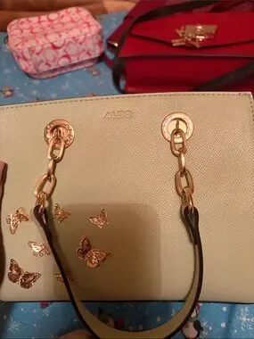 Aldo | Bags | Aldo Pale Yellow Butterfly Tote With Gold Hardware | Poshmark